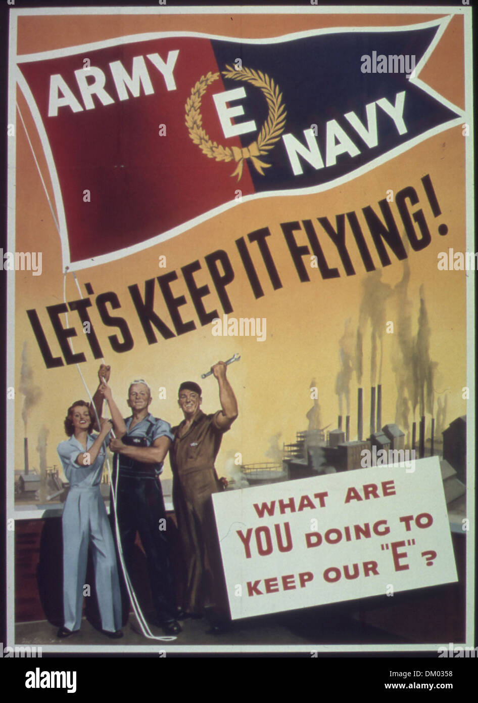 This World War II propaganda poster promotes the 'Army-Navy Production ...