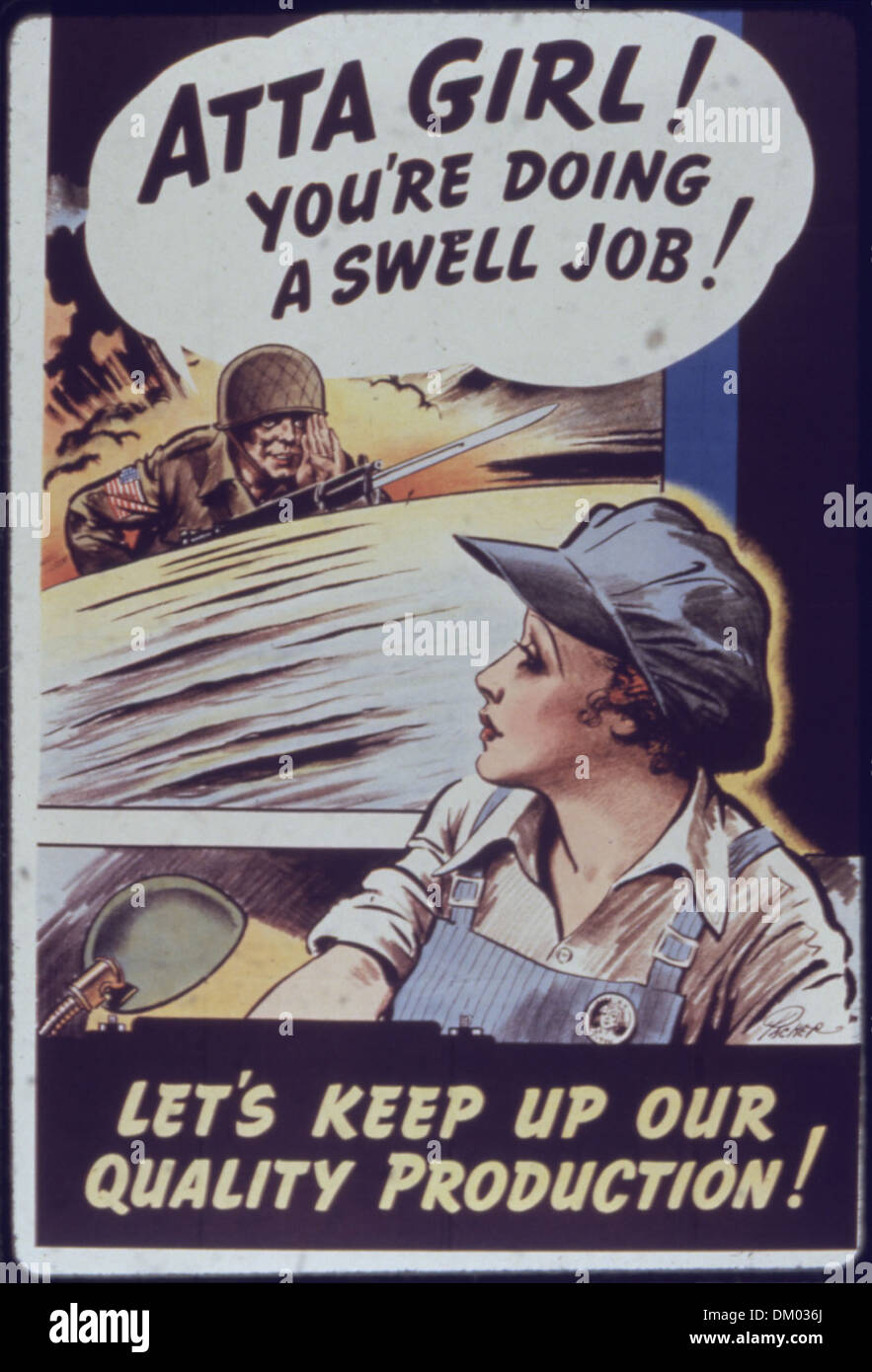 This World War II propaganda poster encourages women to continue their ...