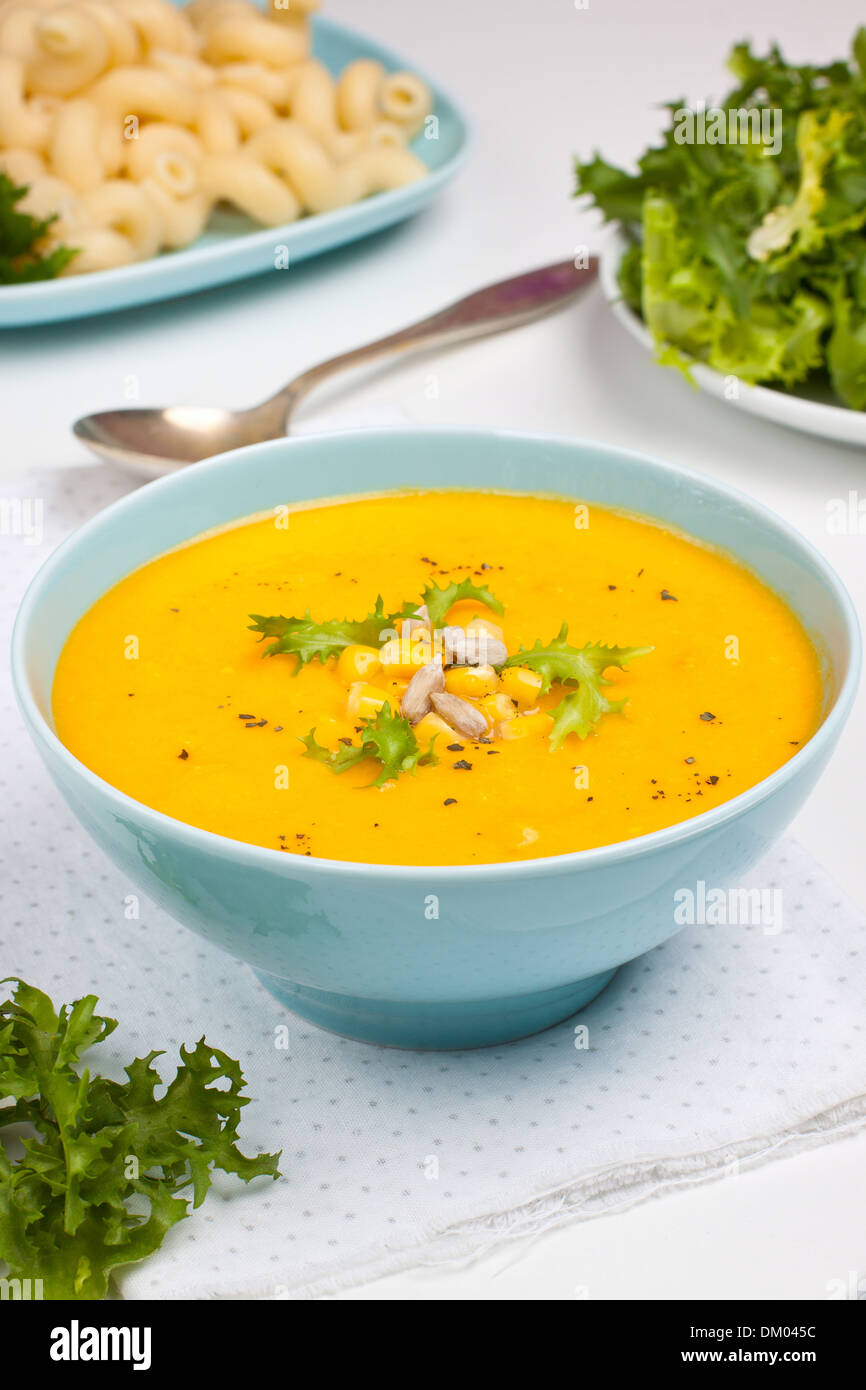 Pureed corn soup for dinner Stock Photo - Alamy