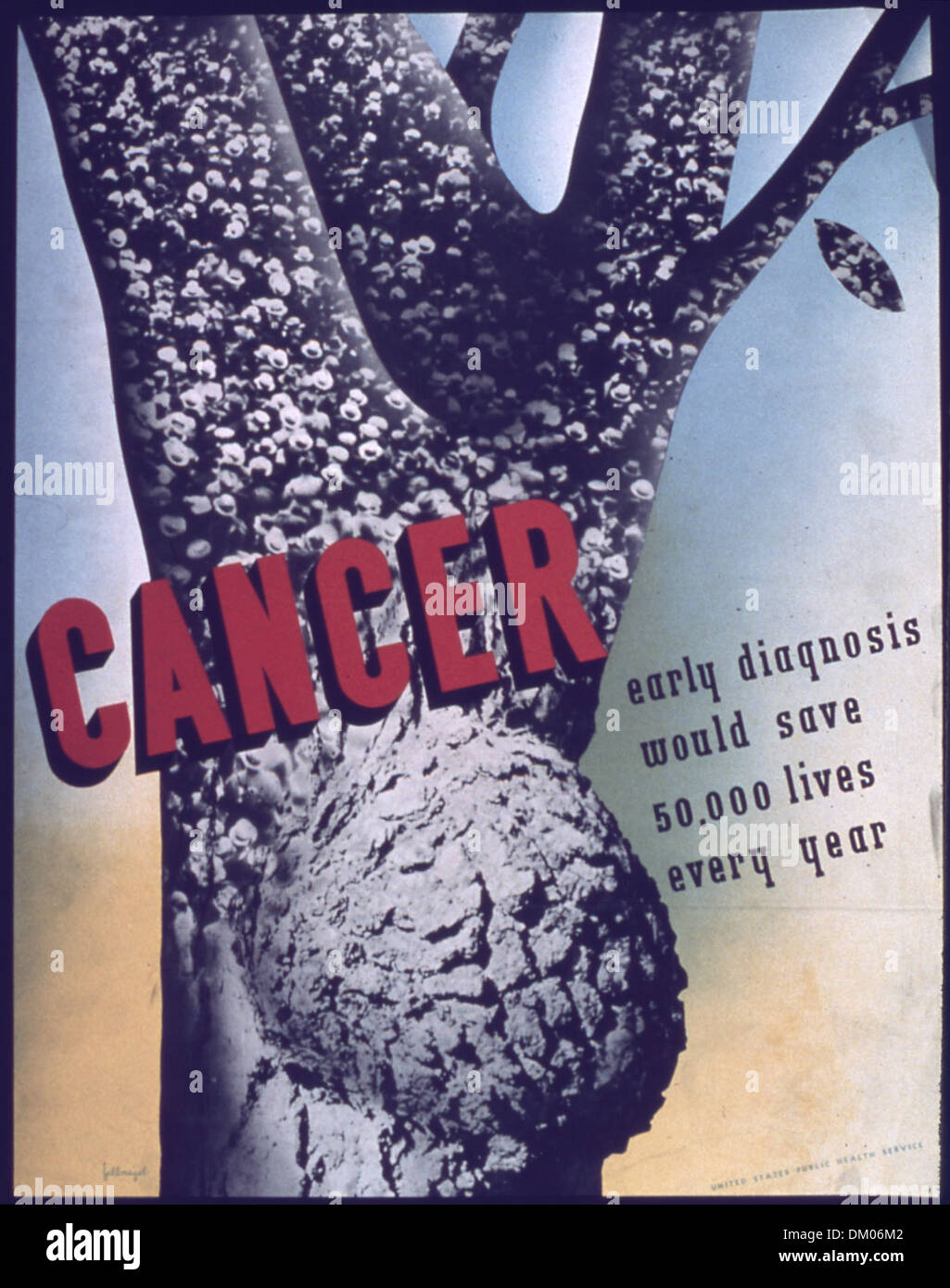A public health poster from World War II promoting early cancer ...