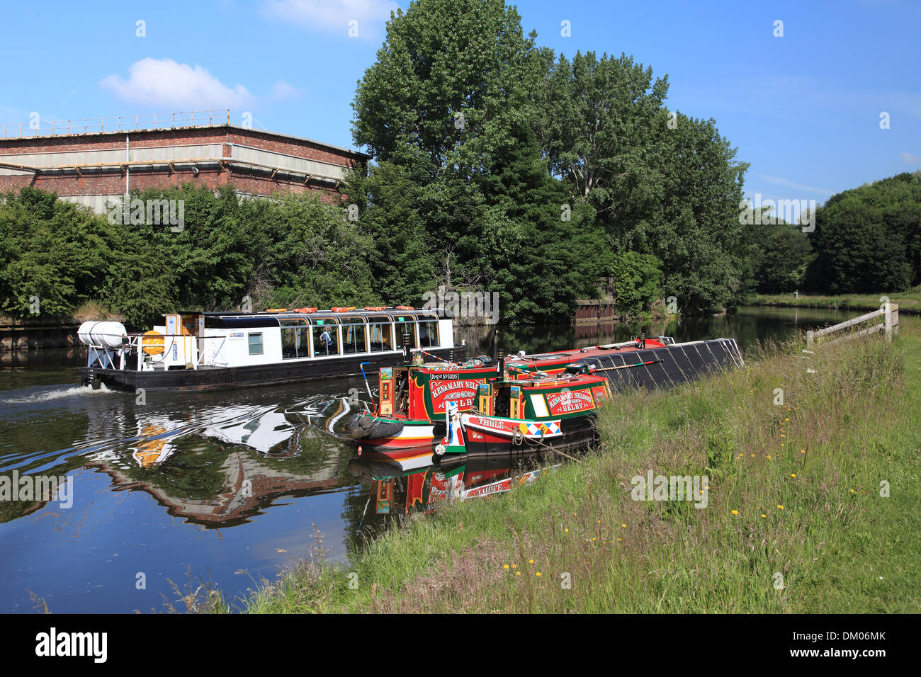 The Anderton Lift trip boat on the river Weaver next to Tata Chemicals ...