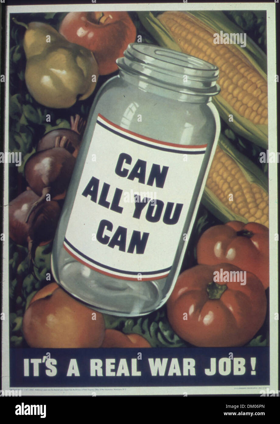 A World War II-era propaganda poster urging civilians to can food to ...