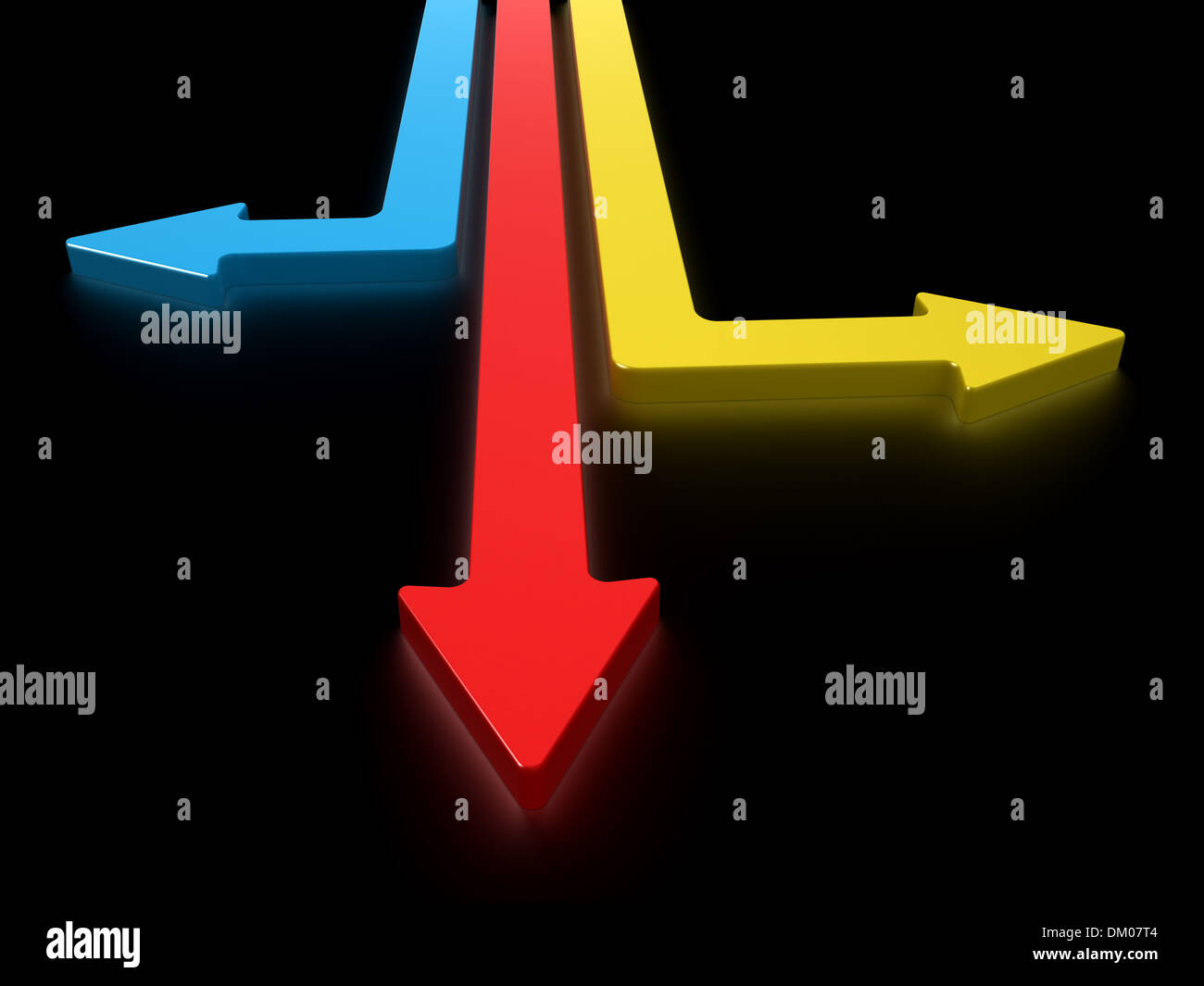 Arrows in three directions Stock Photo - Alamy
