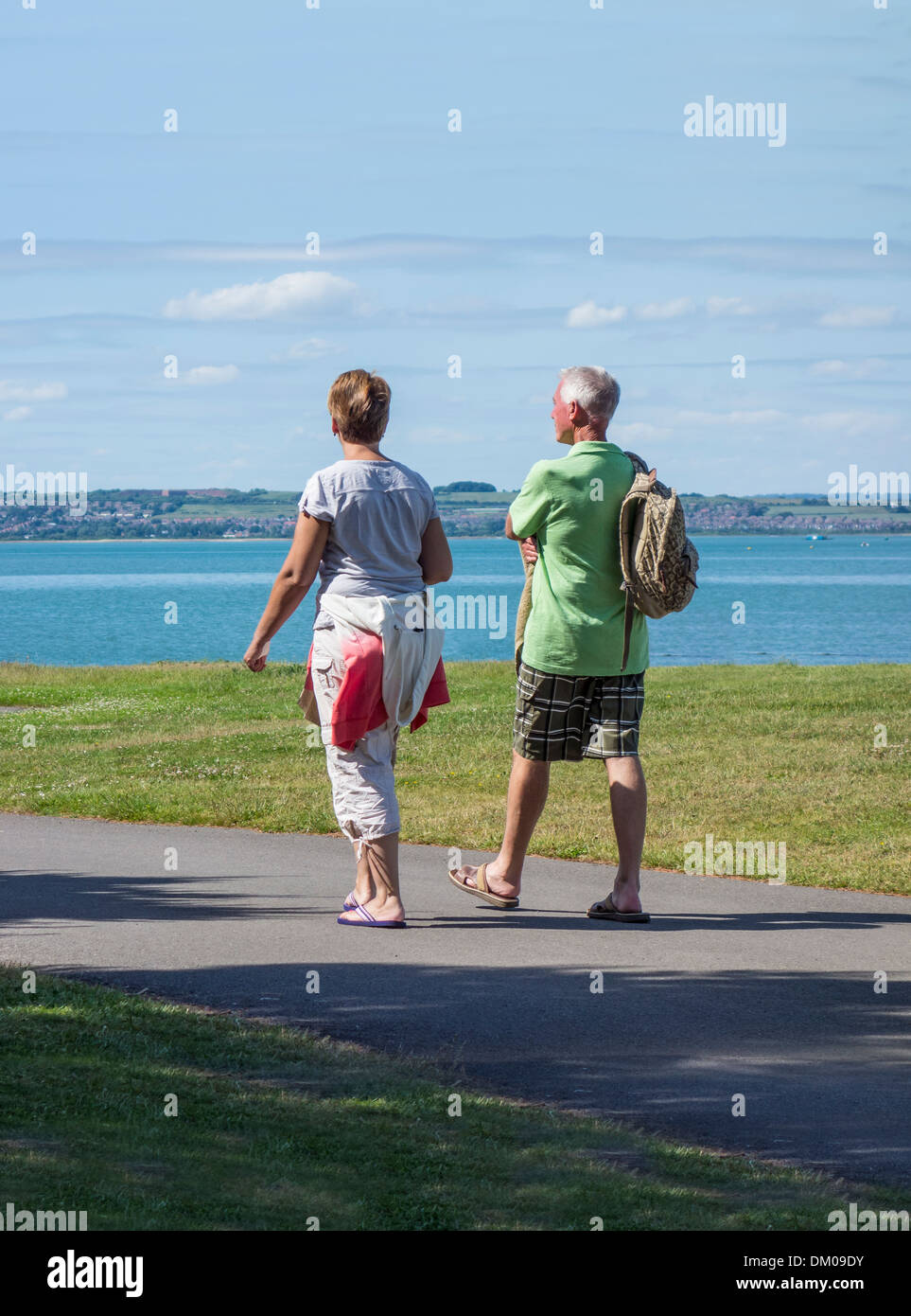 Middle Age Couple Walking Strolling Langstone Harbour Stock Photo - Alamy