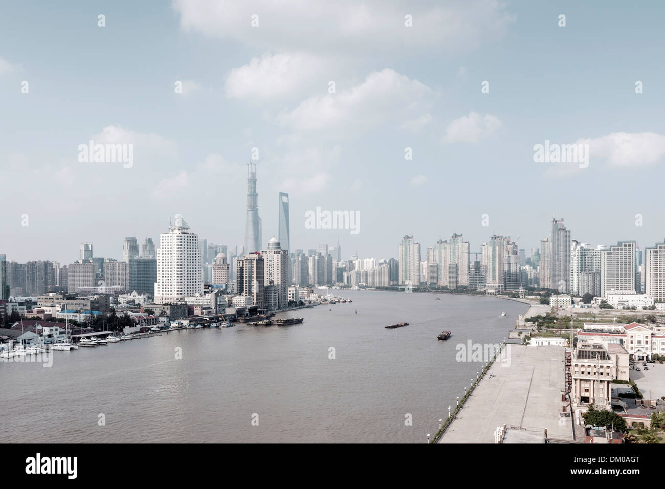 View of Huangpu River and skyline, Pudong, Shanghai, China, Asia Stock ...