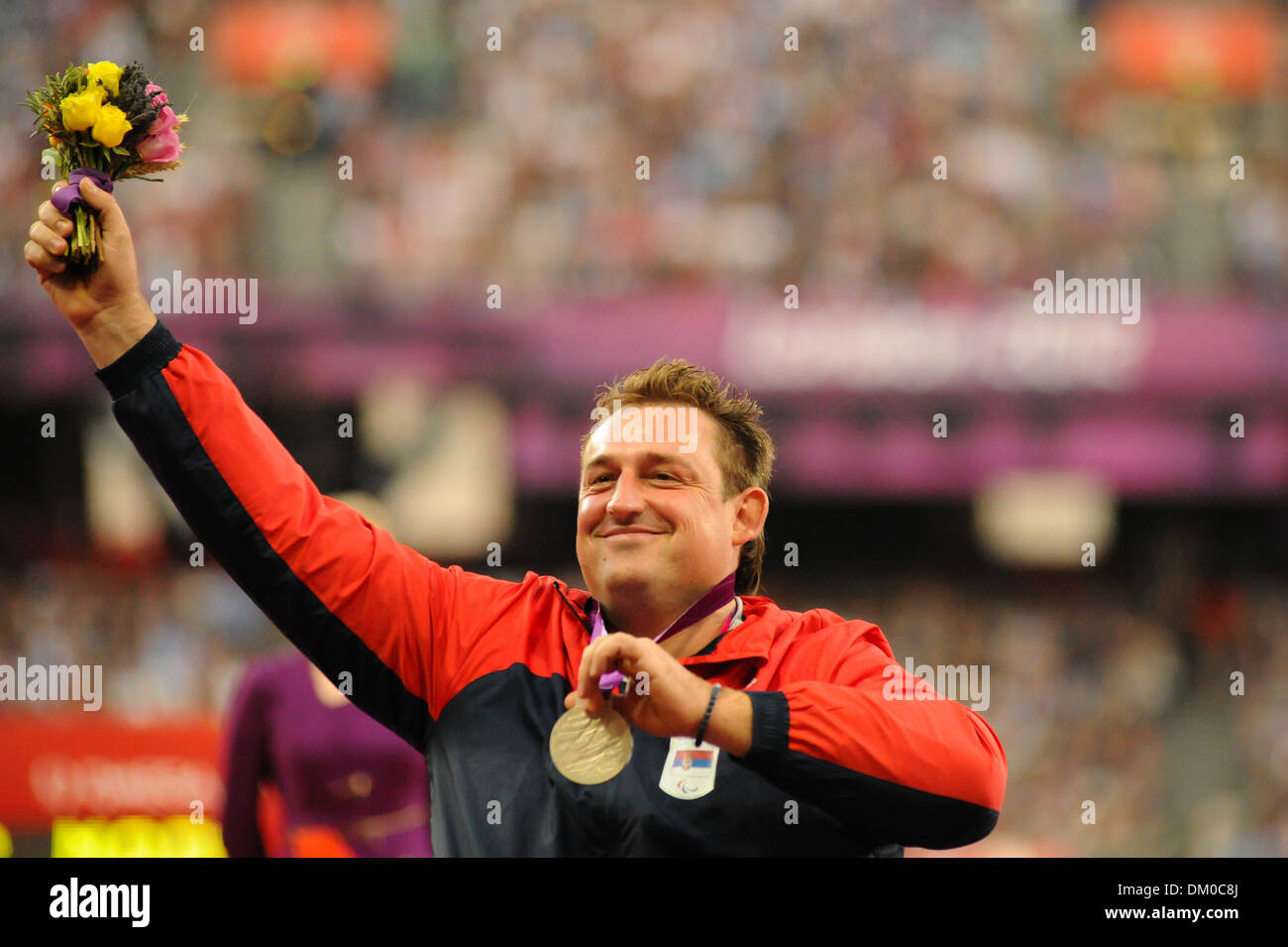 Men's Discus f54/55/56 Medal Ceremony (Silver ) Drazenko Mitrovic (SRB ...