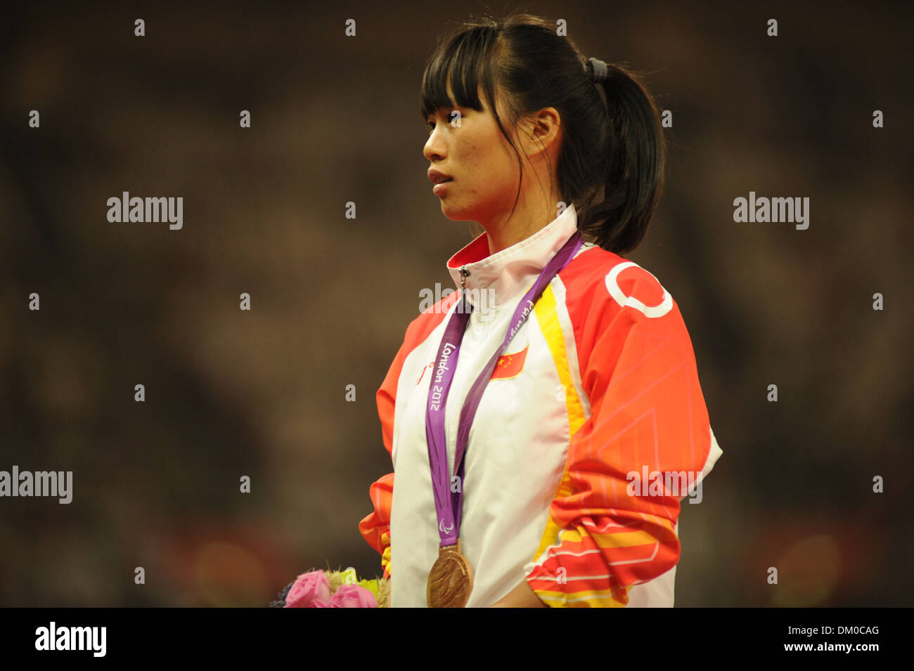 Women's 100m T46 Medal Ceremony (Bronze) Yanping Wang (CHN) London 2012 ...