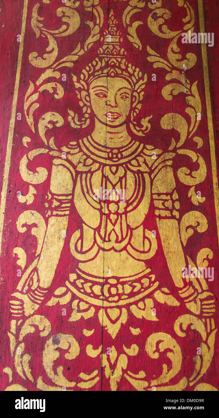 Ancient Buddhist temple mural , Window Stock Photo - Alamy