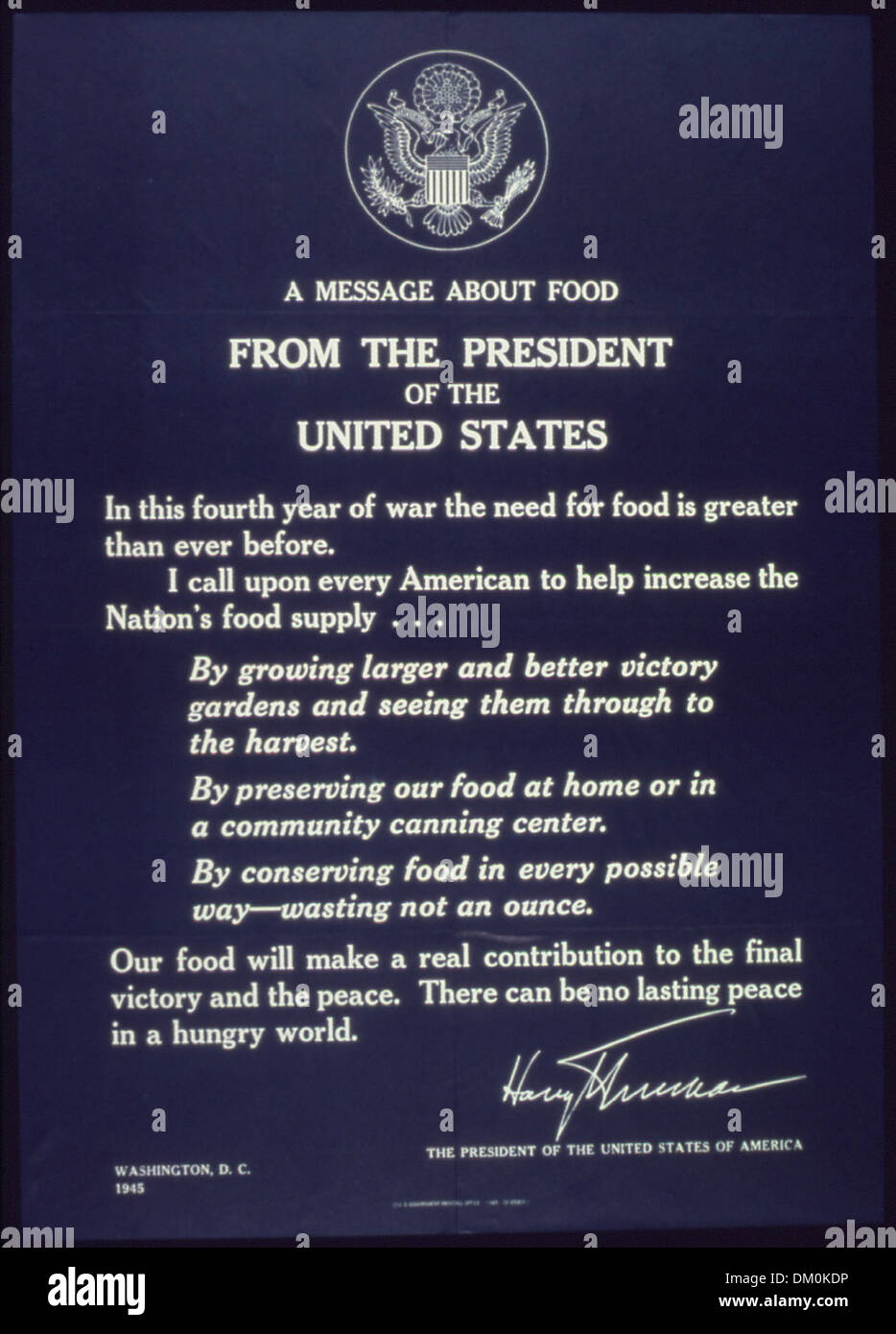 This World War II propaganda poster features a message from the U.S ...