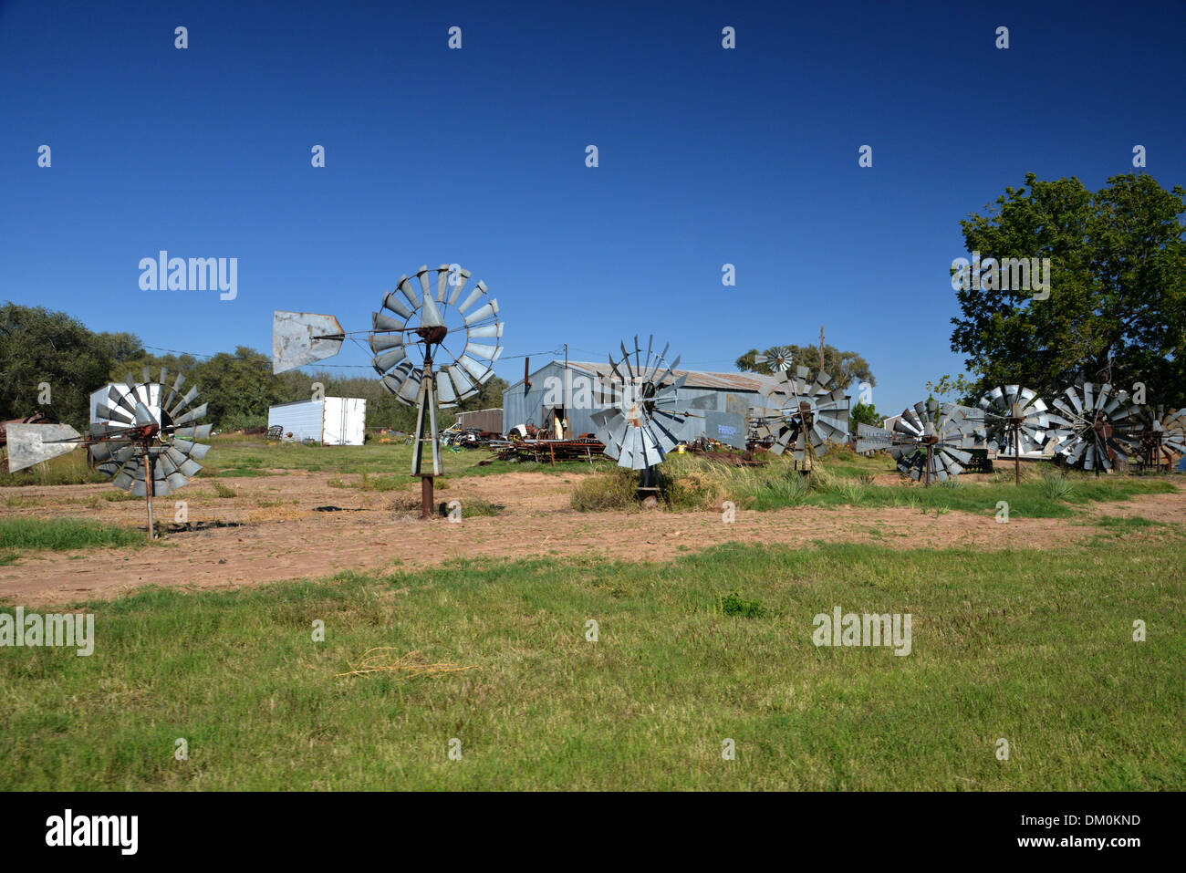 Windmill Fence along old Route 66, Erick, Oklahoma Stock Photo - Alamy