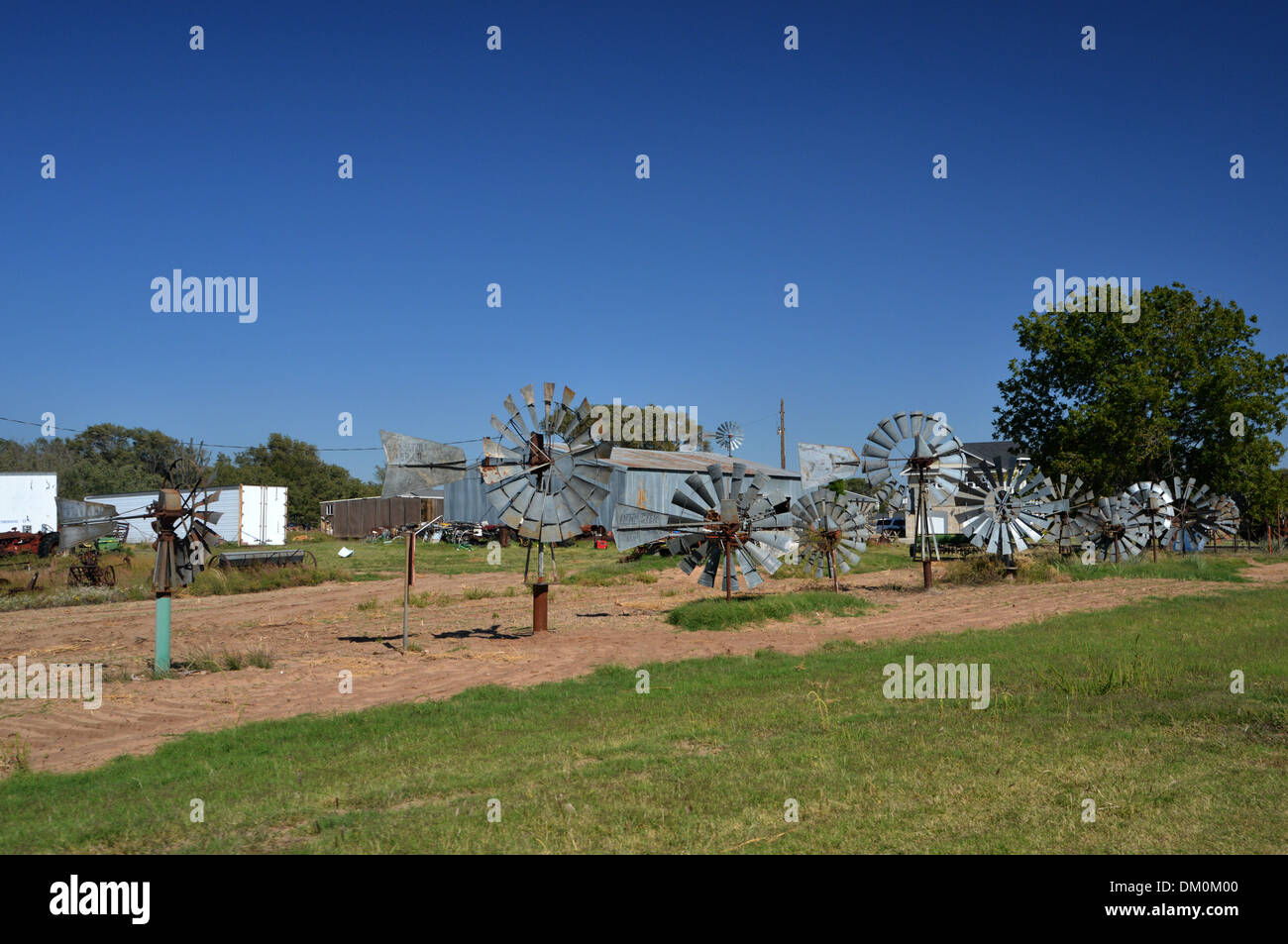 Windmill Fence along old Route 66, Erick, Oklahoma Stock Photo - Alamy