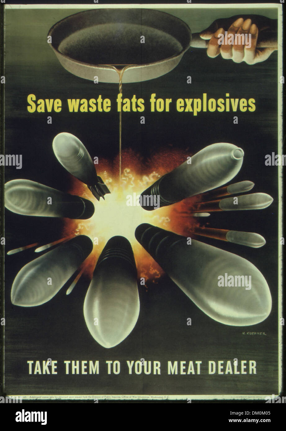 A World War II propaganda poster urging citizens to save waste fats ...