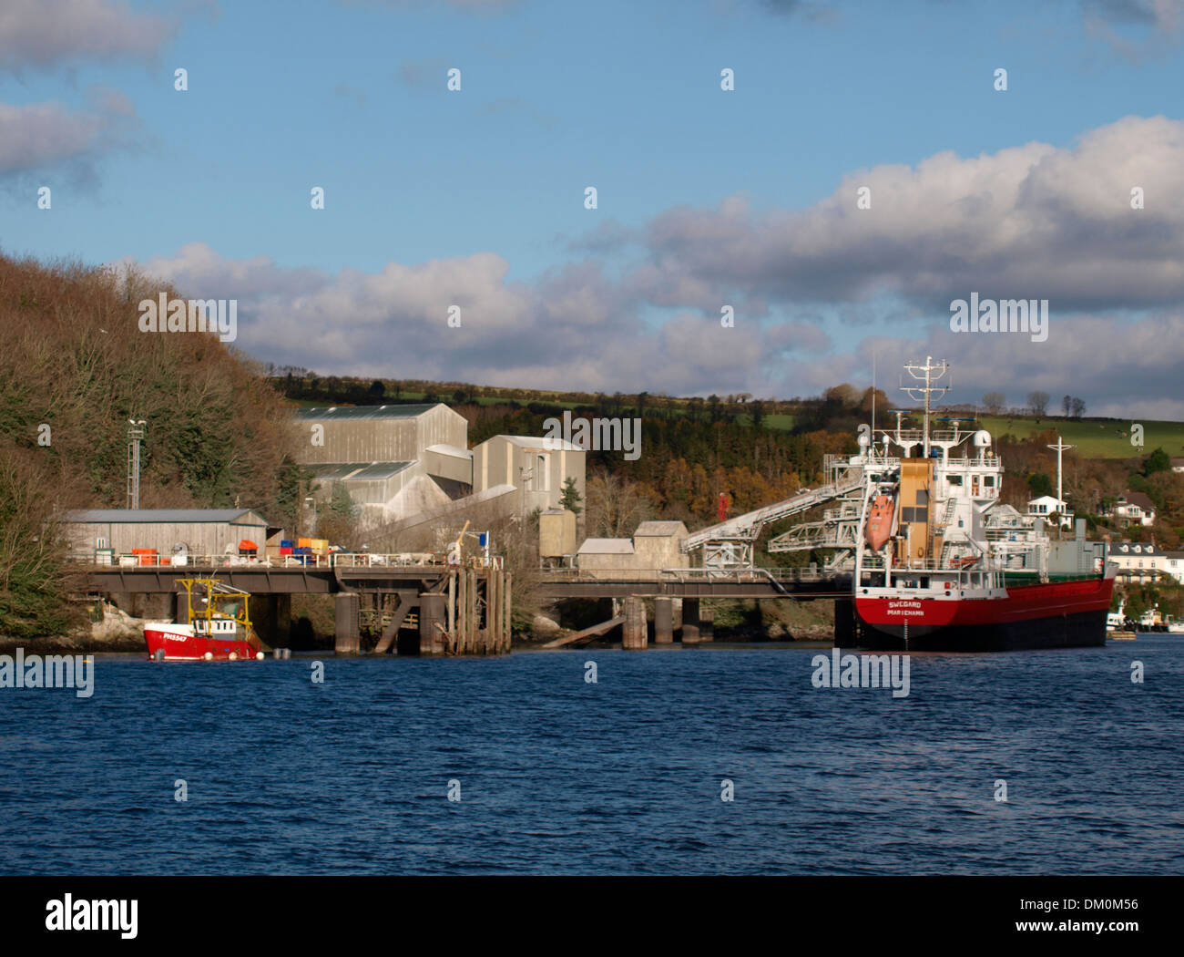 Ship docked, River Fowey, Cornwall, UK Stock Photo - Alamy