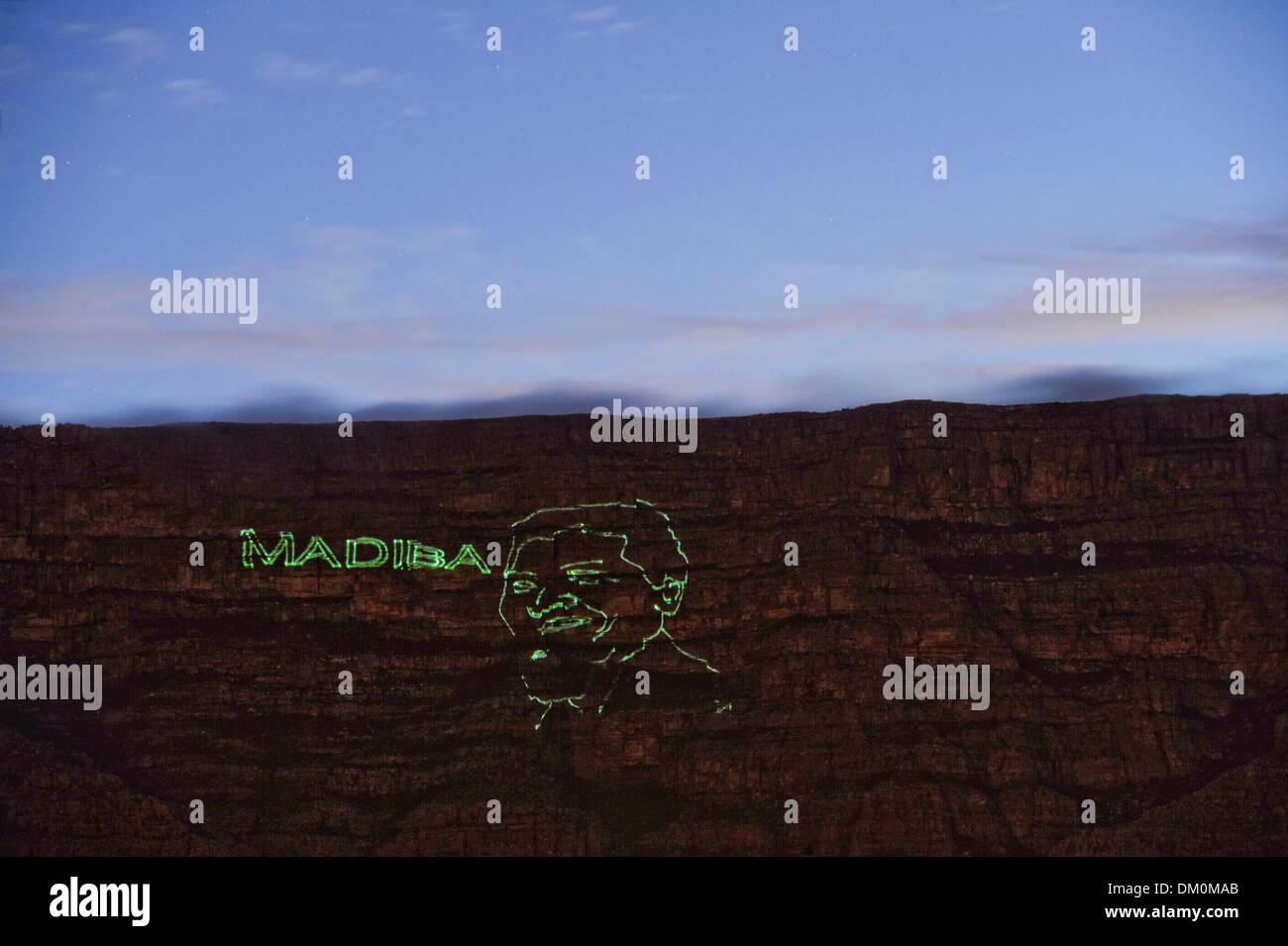 Cape Town, South Africa. 9th December 2013. A projection in memory of ...