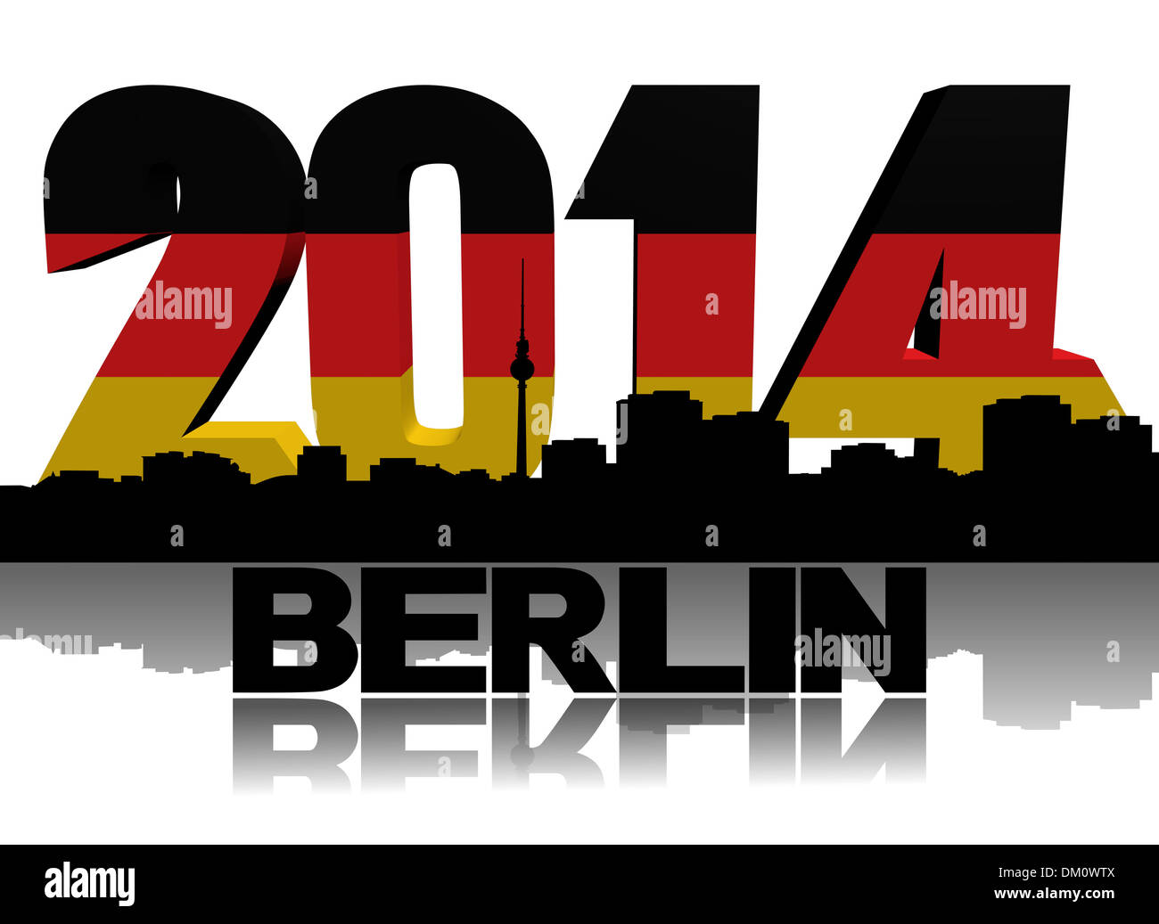 Berlin skyline with 2014 flag text illustration Stock Photo - Alamy