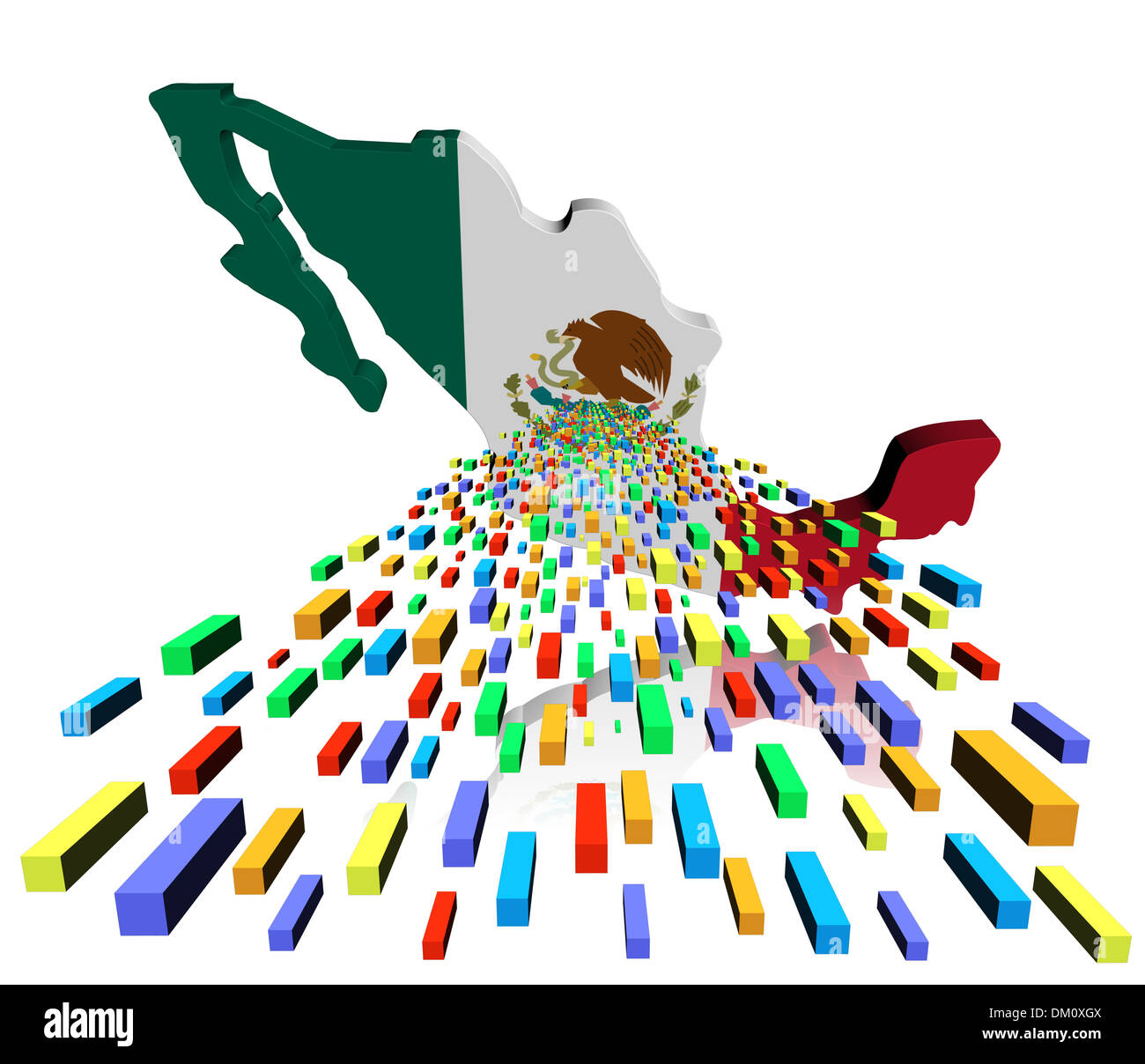 Mexico map flag reflected with containers illustration Stock Photo - Alamy
