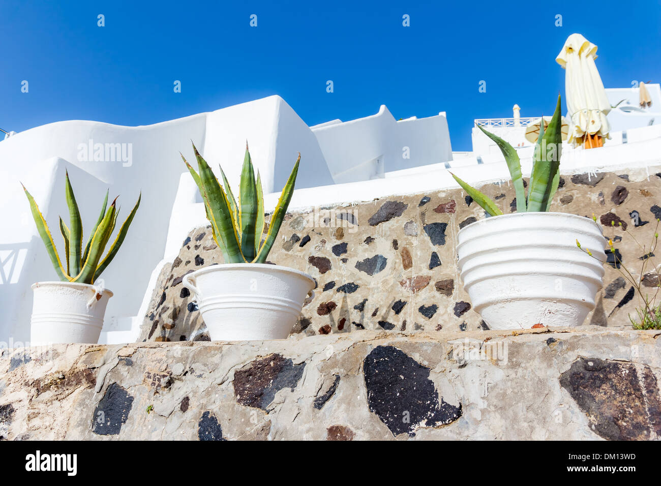 Beautiful Fira village building details in Santorini island Greece ...