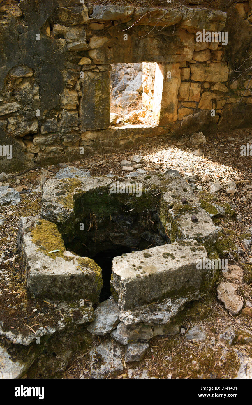 The ruined village of Palia Vlahata near Sami, Kefalonia, Greece ...