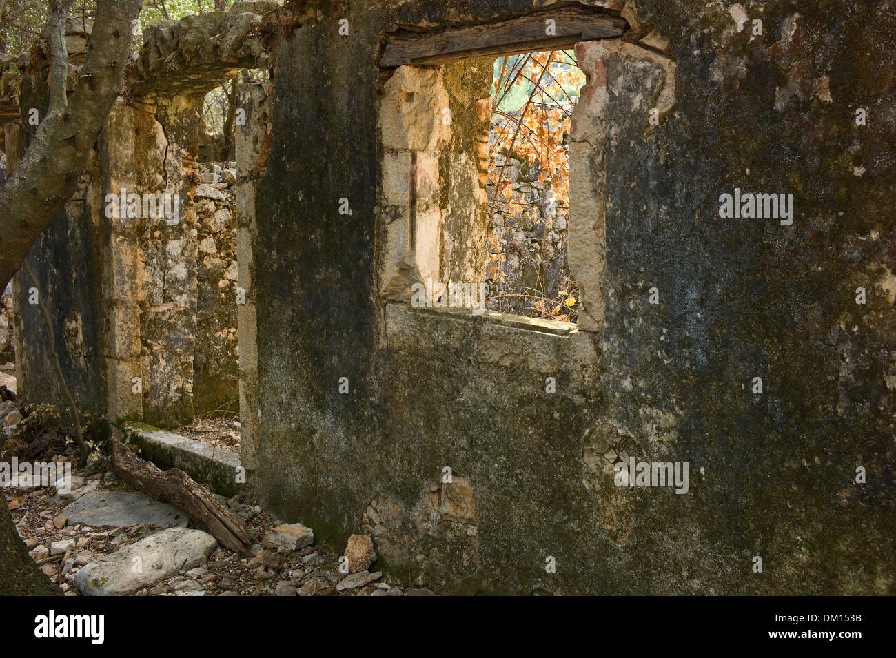 The ruined village of Palia Vlahata near Sami, Kefalonia, Greece ...