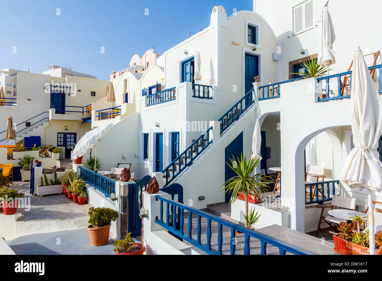 Fira village building details in Santorini, Greece Stock Photo - Alamy