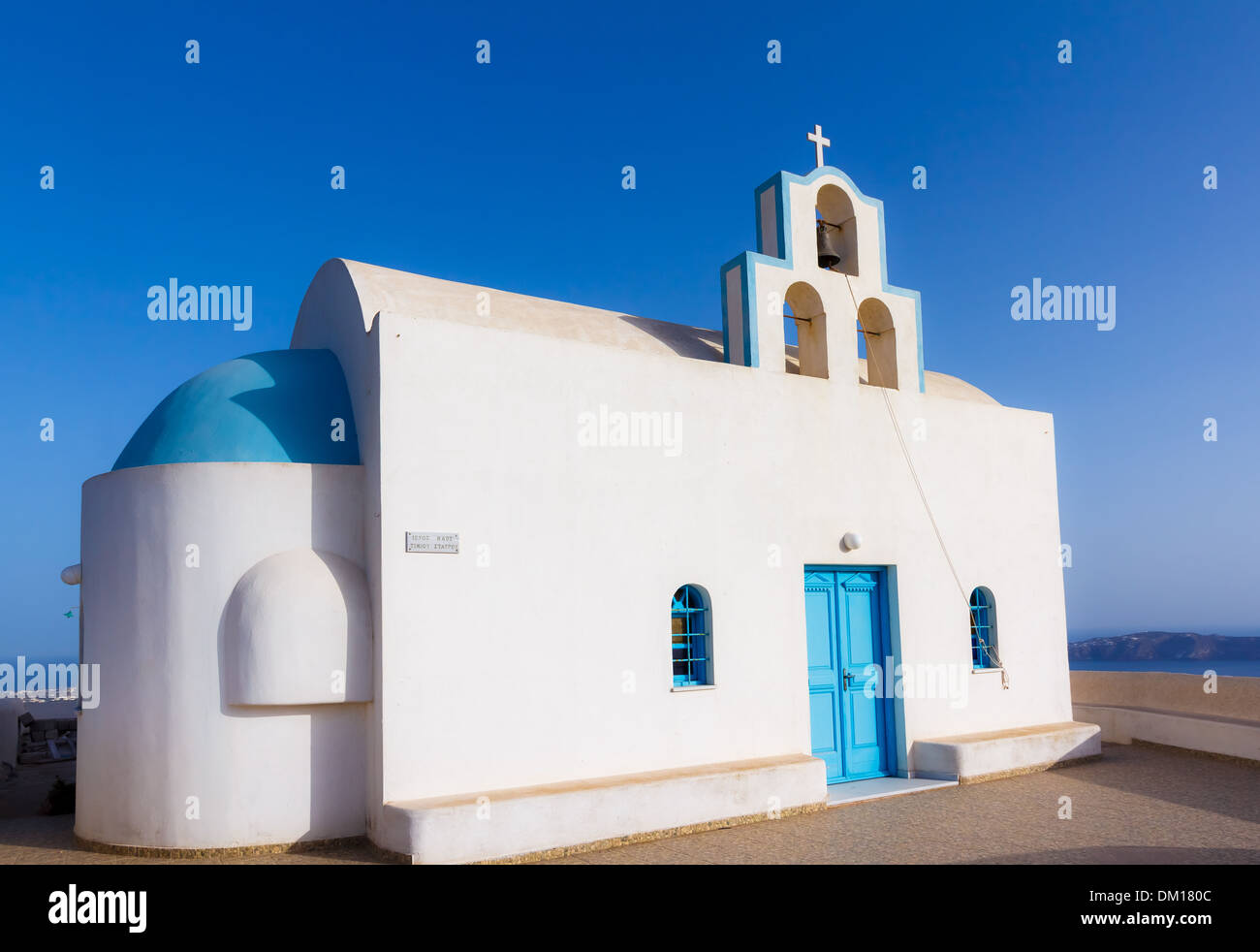Traditional white church at Fira, Santorini in Greece Stock Photo - Alamy