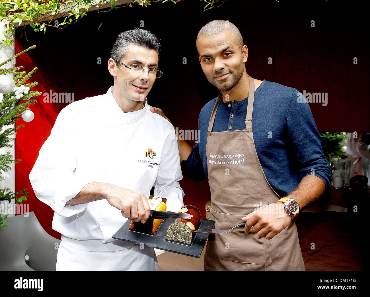 Tony Parker with head chef Philippe Gauvreau cooking frozen food brand ...