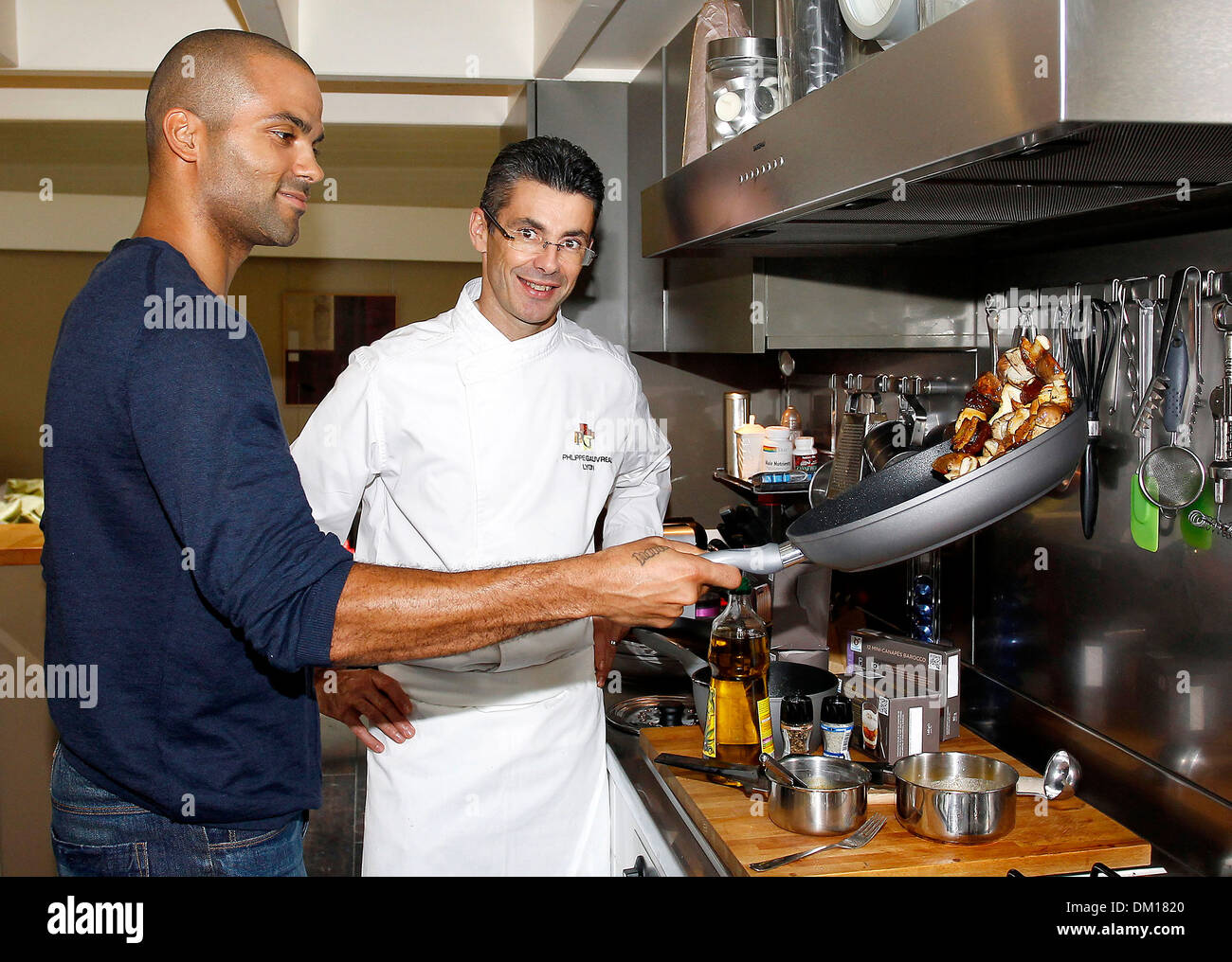 Tony Parker with head chef Philippe Gauvreau cooking frozen food brand ...