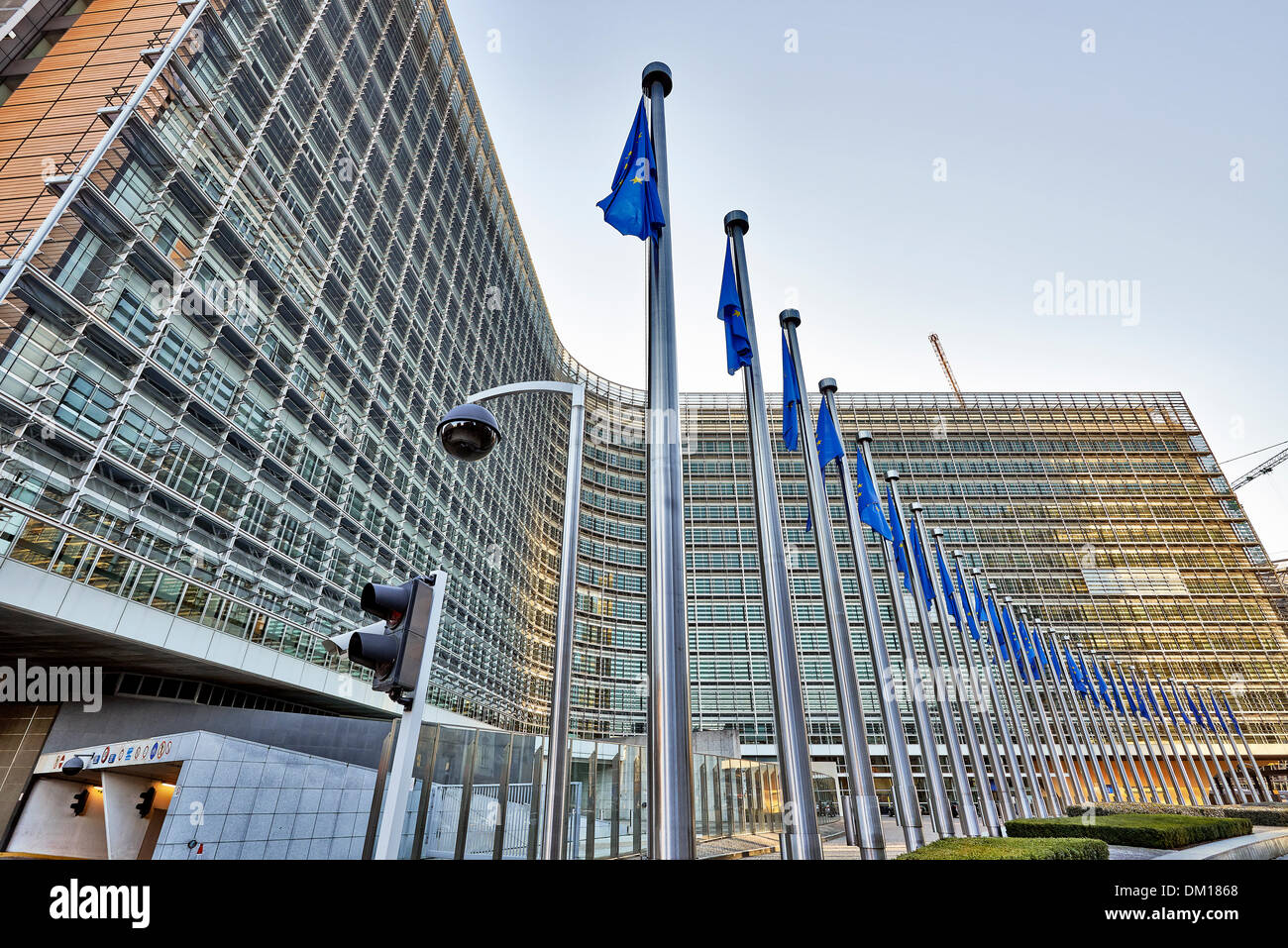 The Berlaymont building an flags Stock Photo - Alamy
