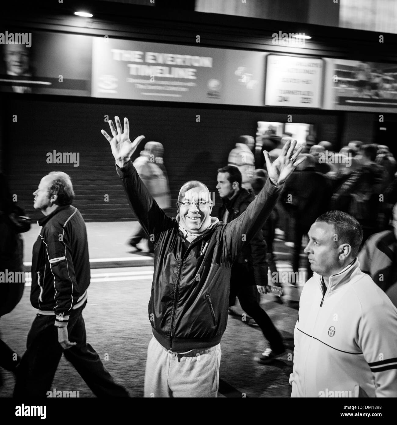 Everton fans arriving at Goodison Park before the Monday night match ...