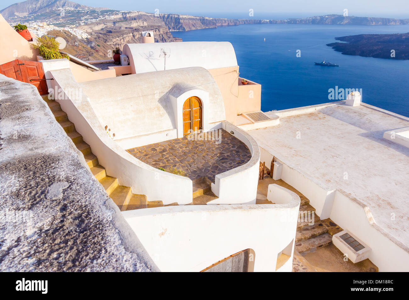 Fira village building details in Santorini, Greece Stock Photo - Alamy