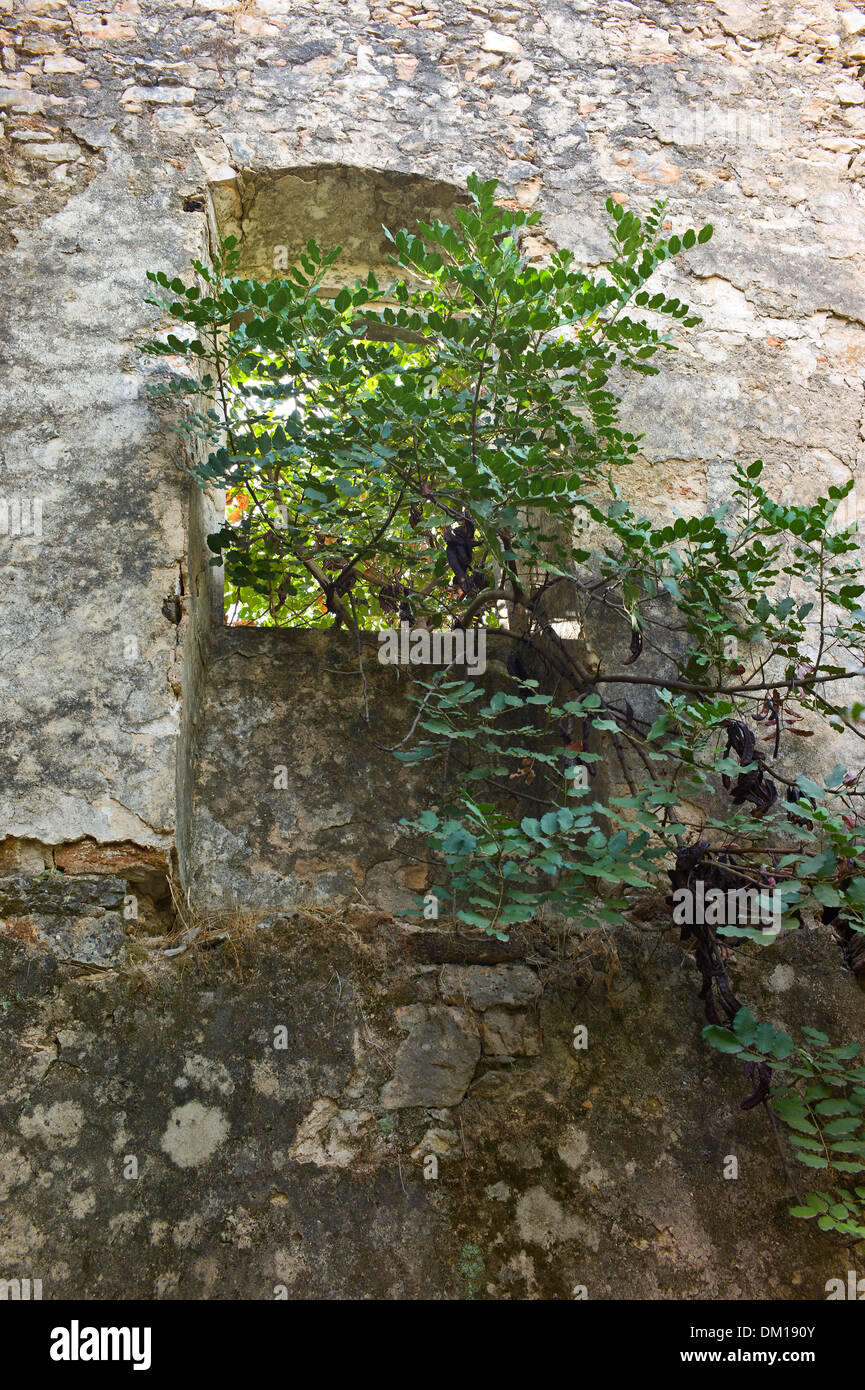 The ruined village of Palia Vlahata near Sami, Kefalonia, Greece ...