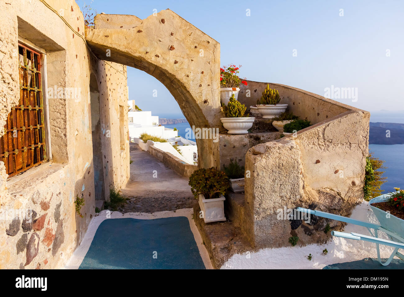 Fira village building details in Santorini, Greece Stock Photo - Alamy
