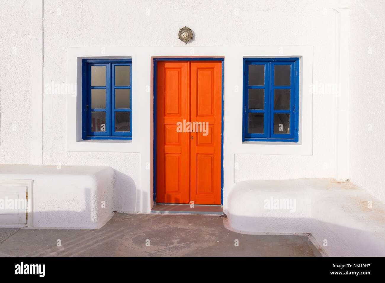 Fira village building details in Santorini, Greece Stock Photo - Alamy