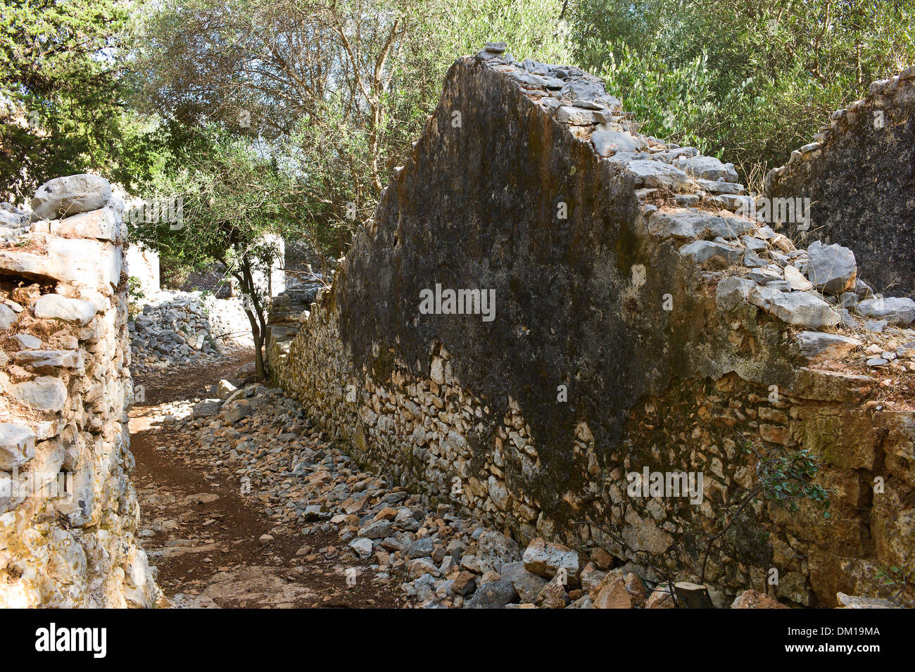 The ruined village of Palia Vlahata near Sami, Kefalonia, Greece ...
