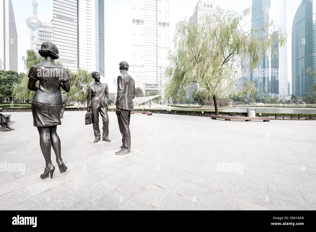 Sculptures and skyscrapers, Lujiazui Green Park, Lujiazui, Pudong ...