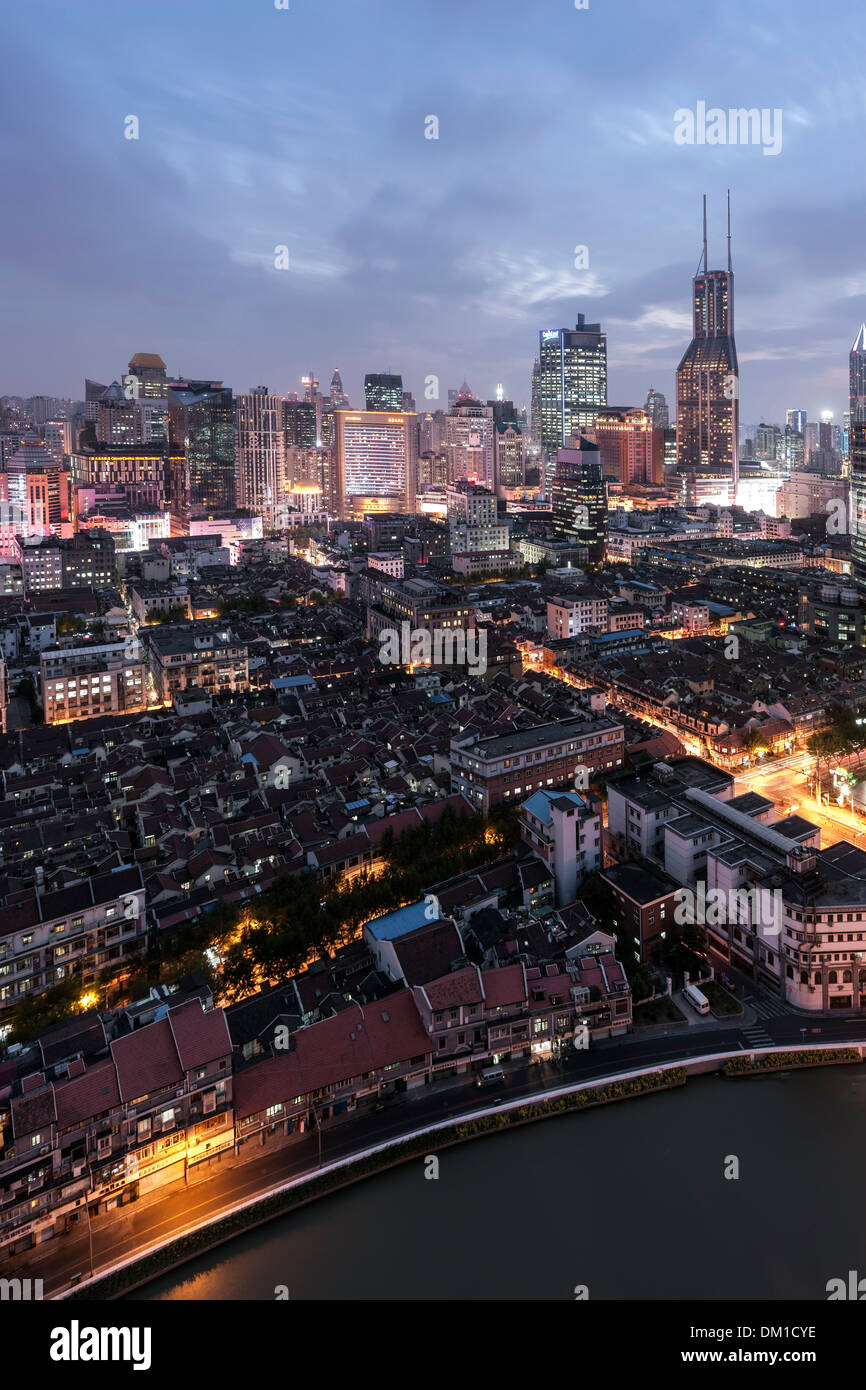 Cityscape, Panoramic, Huangpu, Twilight, Puxi, Shanghai, China Stock ...