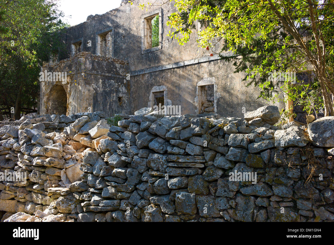 The ruined village of Palia Vlahata near Sami, Kefalonia, Greece ...
