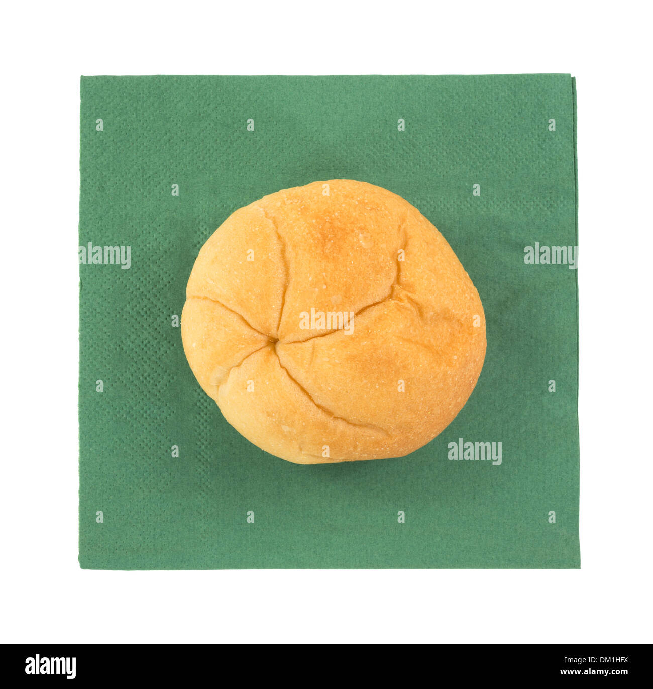 A freshly baked bulkie roll on a green napkin Stock Photo - Alamy