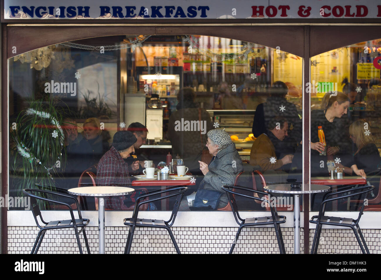 English Breakfast served at a cafe in Central London, England, UK Stock ...