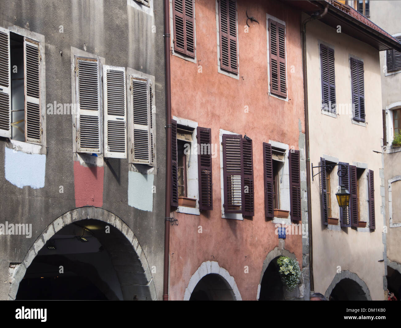 Old house facades , windows with shutters, pastel colours ,Annecy ...
