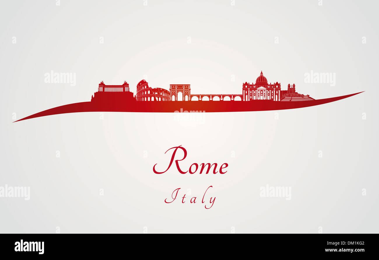 Rome skyline in red and gray background Stock Photo - Alamy