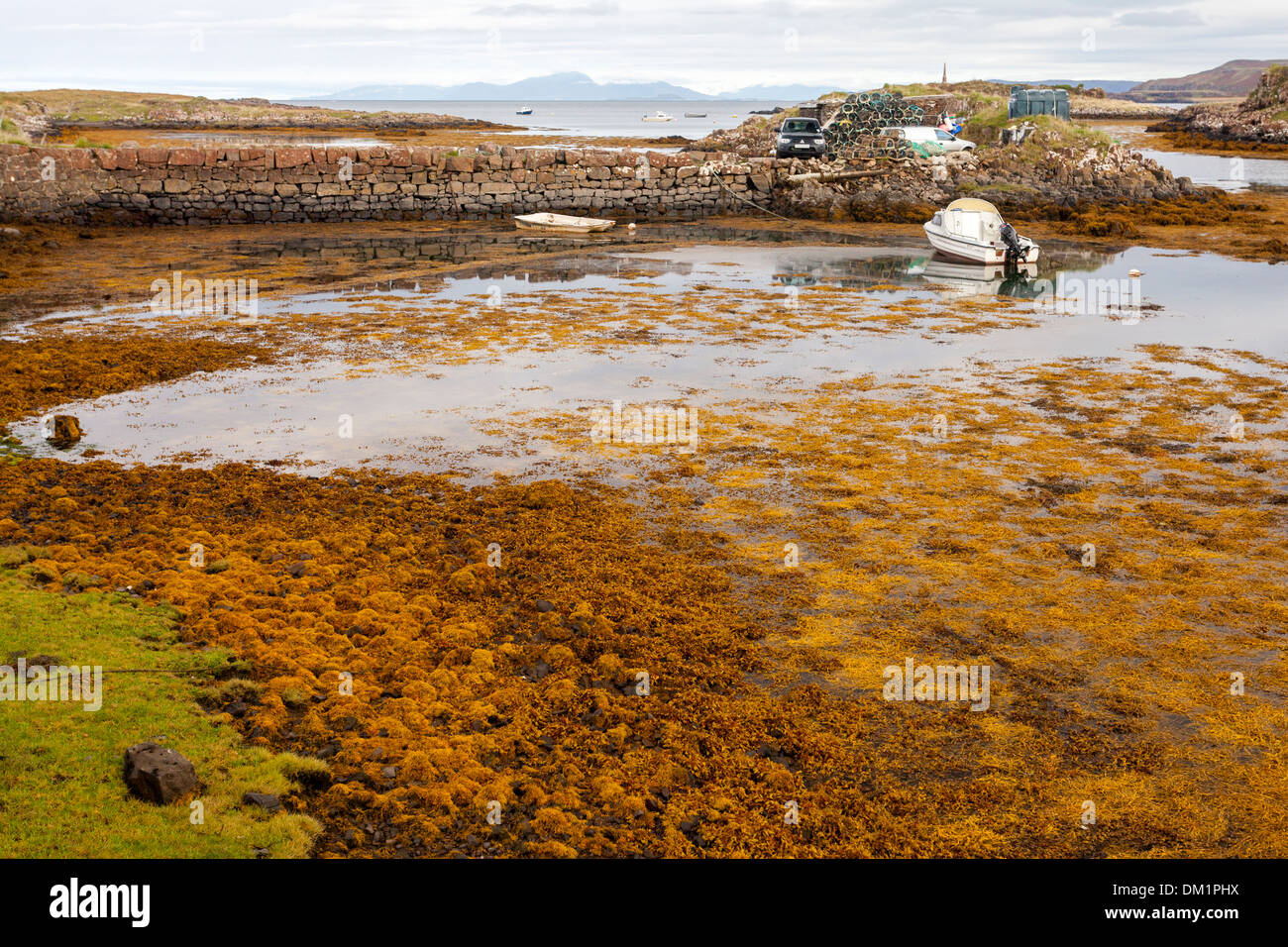 Croig pier and harbour on the island of Mull in Scotland, looking ...