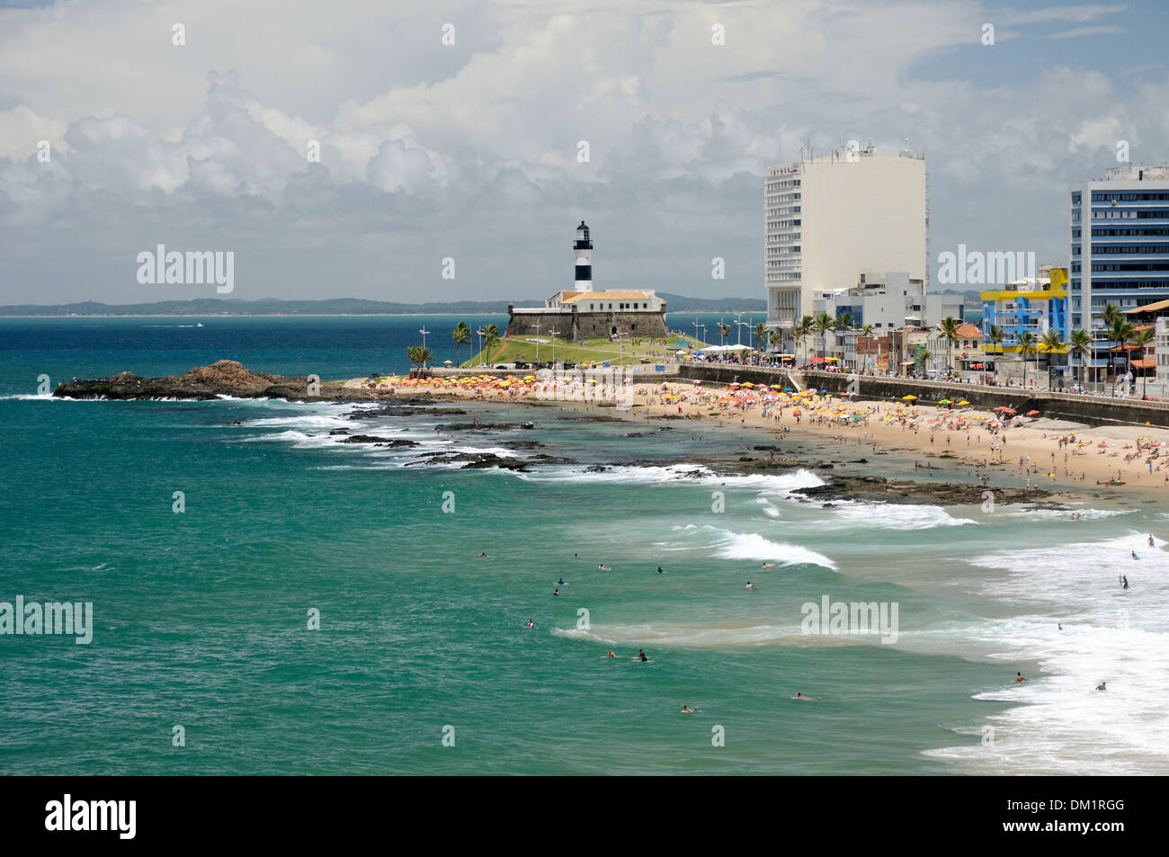 Barra Beach and Farol da Barra Lighthouse in Salvador, Brazil Stock ...