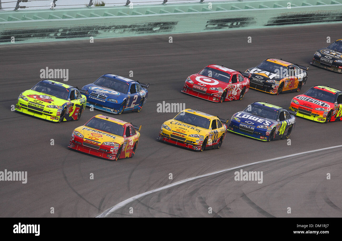 Sprint Cup drivers in a pack during the NASCAR Sprint Cup Series ...