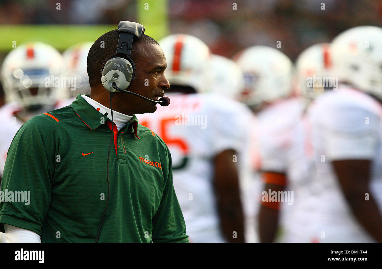Miami head coach Randy Shannon during the first half of the game ...