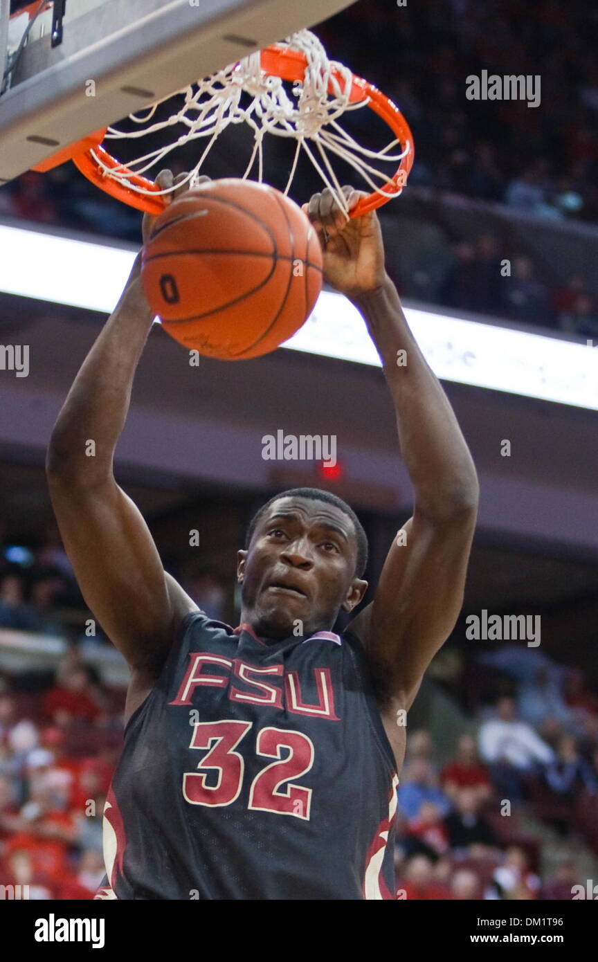 Florida State center Solomon Alabi finishes a monster dunk during game action. #15 Ohio State ...