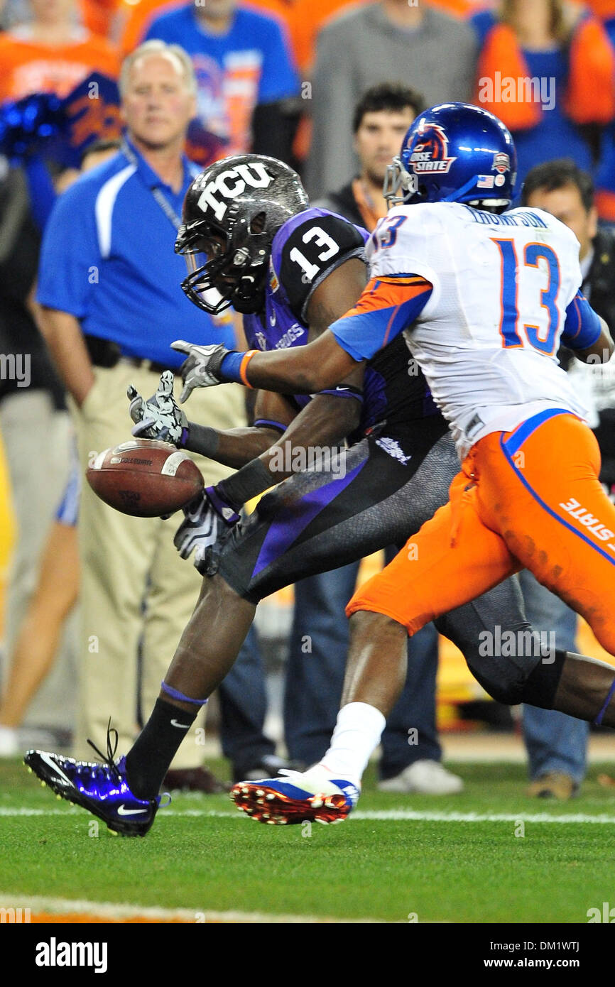 TCU wide receiver Antoine Hicks #13 and Boise State cornerback Brandyn ...