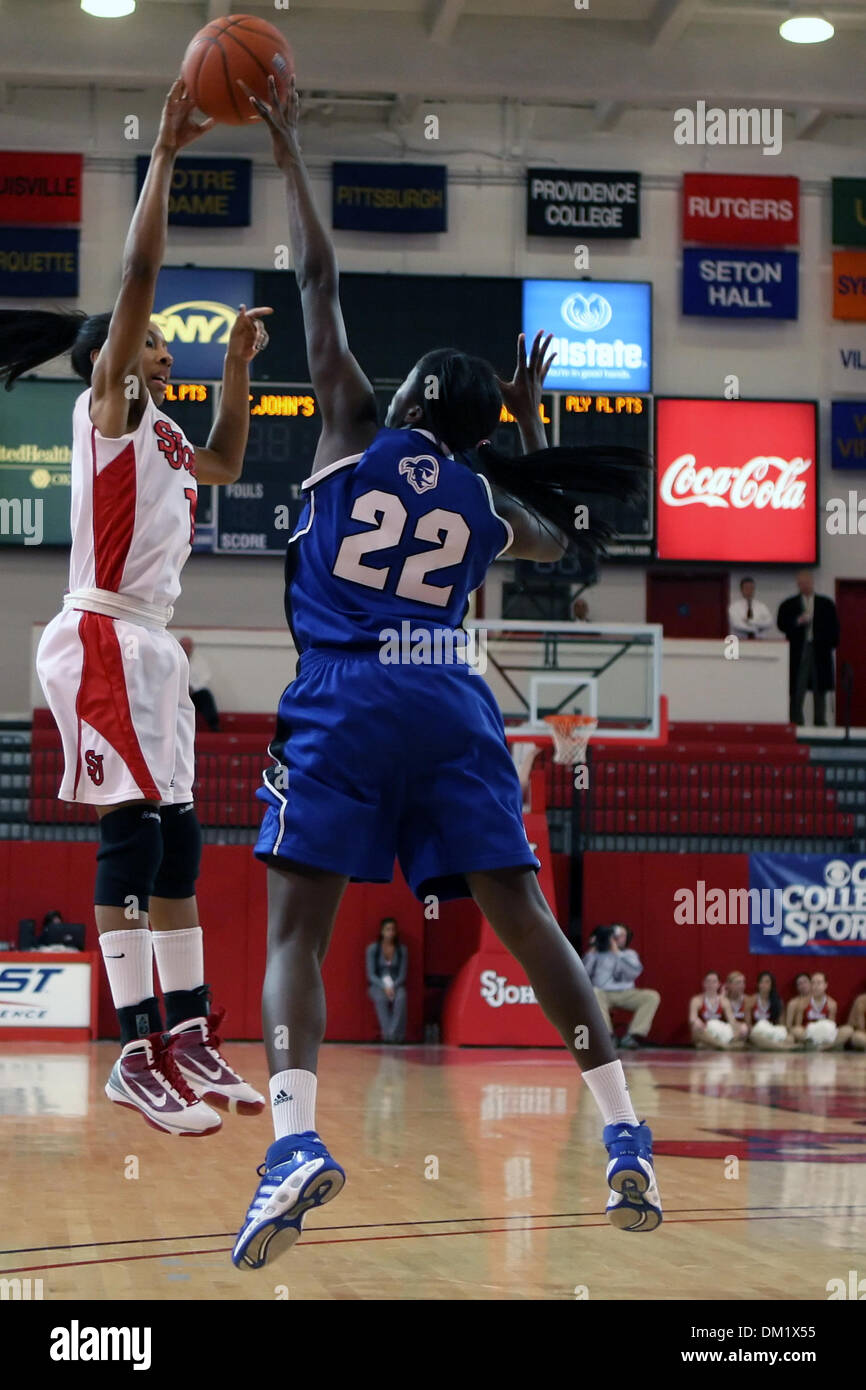 St Johns #1 Sky Lindsay and Seton Hall's #22 Terry Green battle for the ...