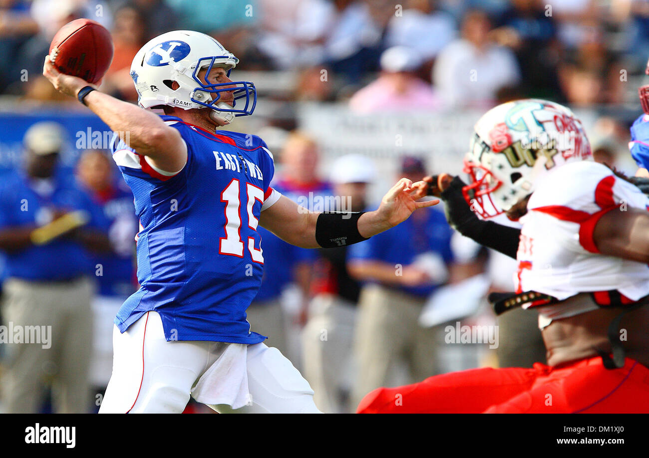 West team's quarterback Max Hall #15 sets up for a pass during the ...