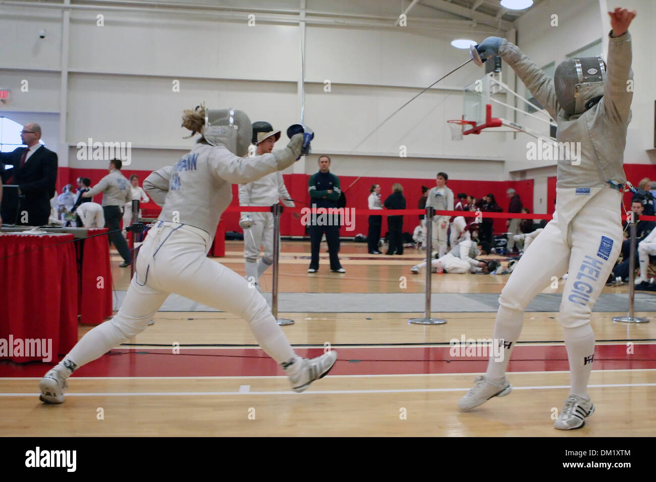 Notre Dame's Sarah Borman on the attack with Harvard's Helgiu at the St ...